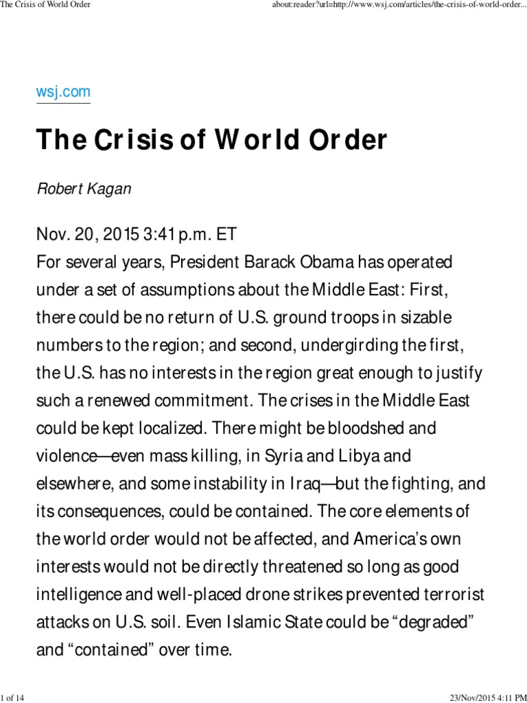 The Crisis of World Order | PDF | New World Order (Politics) | Islamic ...