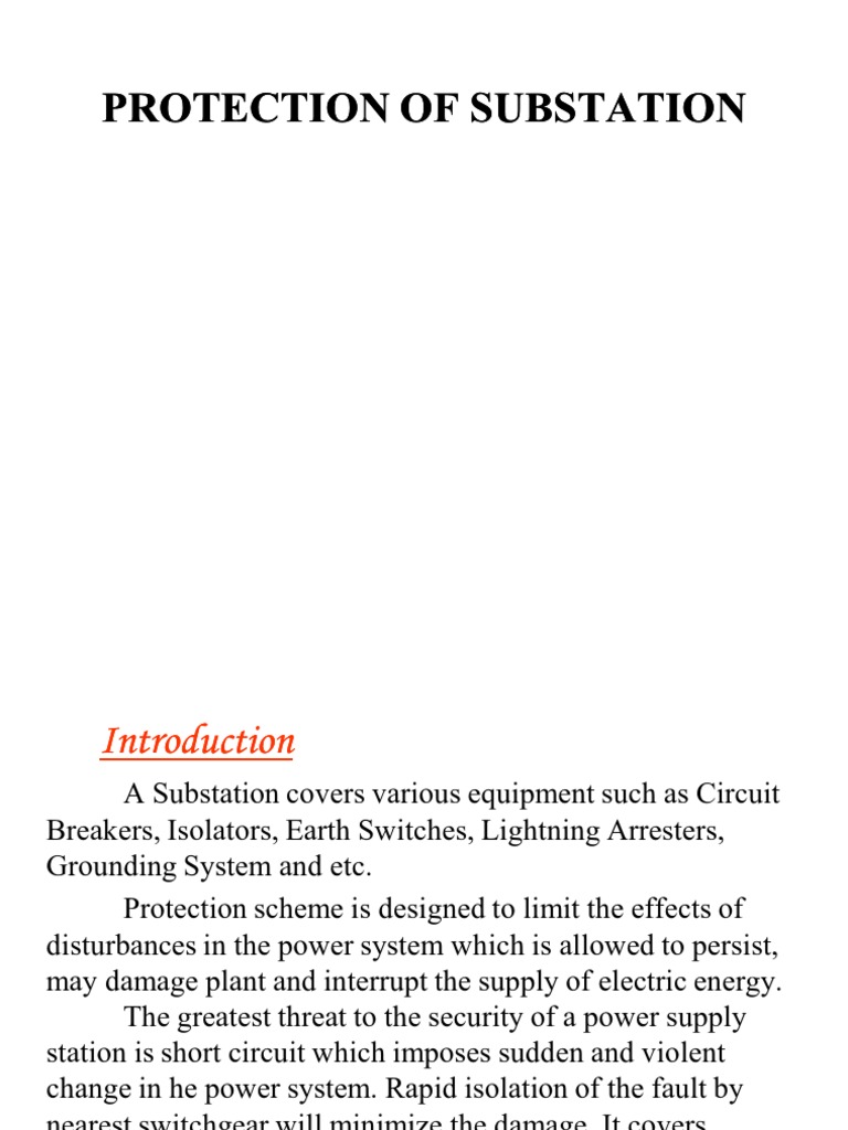 Protection of Substation | PDF | Electrical Substation | Fuse (Electrical)