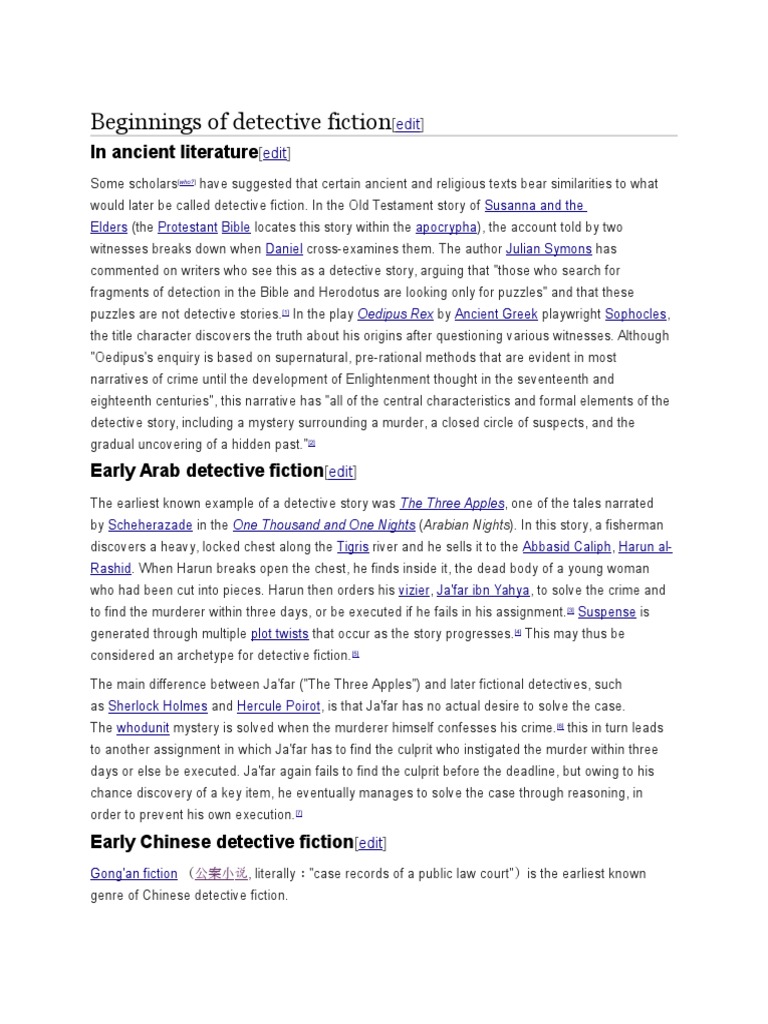 Beginnings of early detective fiction genres | PDF | Detective Fiction ...