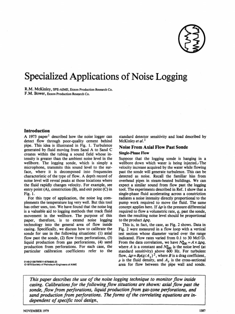 Specialized Applications of Noise Logging | PDF | Fluid Dynamics | Flow ...