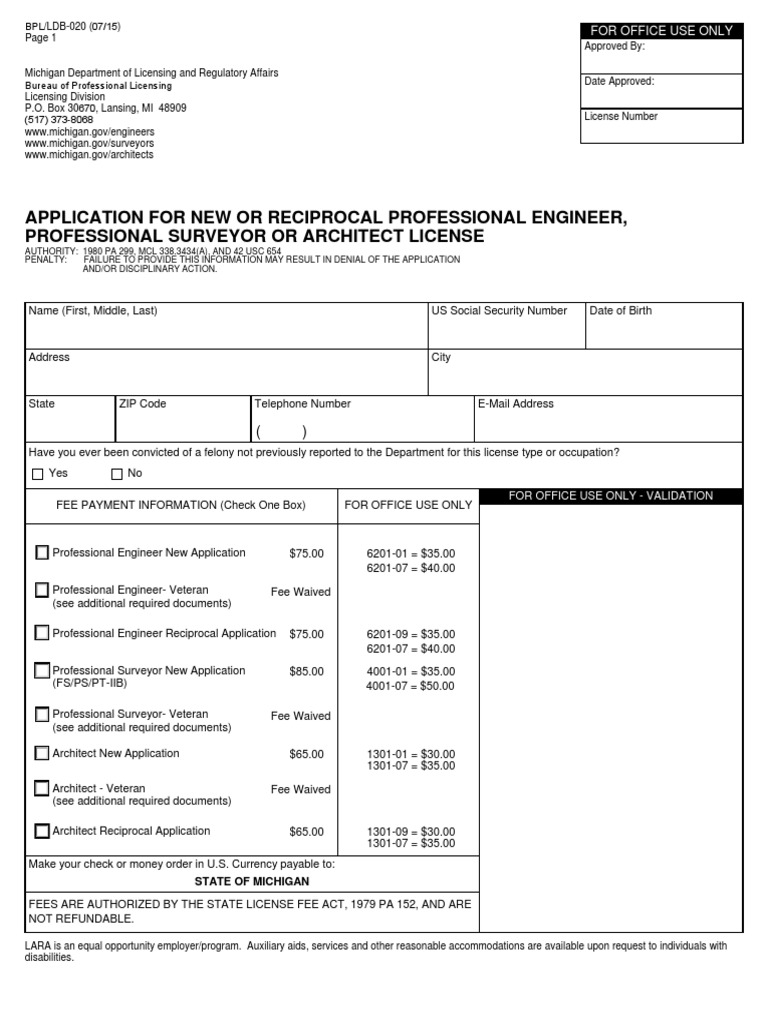 PE License Application Form | PDF | Surveying | Engineering