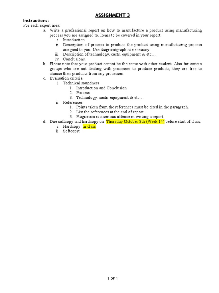 Assignment 3 Manufacturing | PDF | Engineering