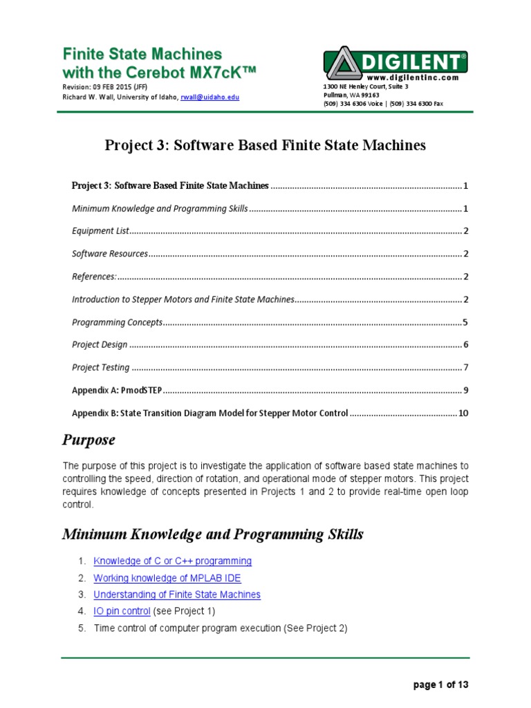 Project 3: Software Based Finite State Machines | PDF | Electrical Engineering | Computing