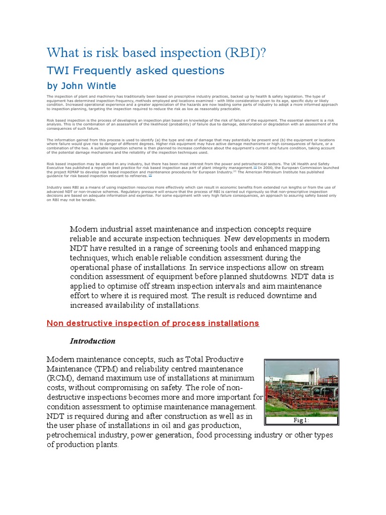 What Is Risk Based Inspection | PDF | Nondestructive Testing | Corrosion