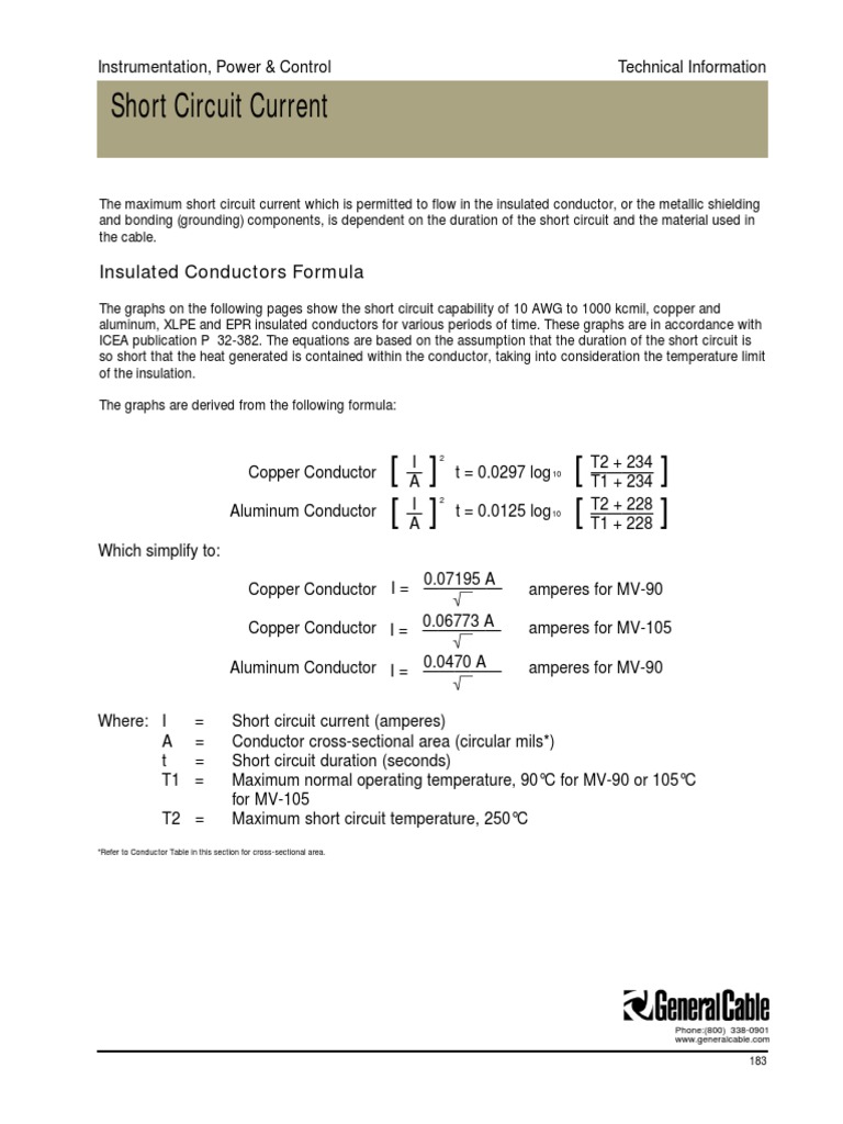 Short Circuit Current: Insulated Conductors Formula | PDF