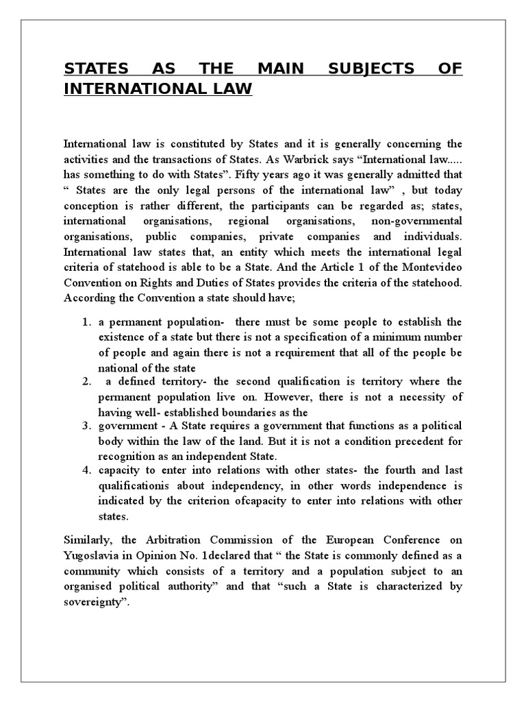 Recognition of States | PDF | Sovereign State | International Law