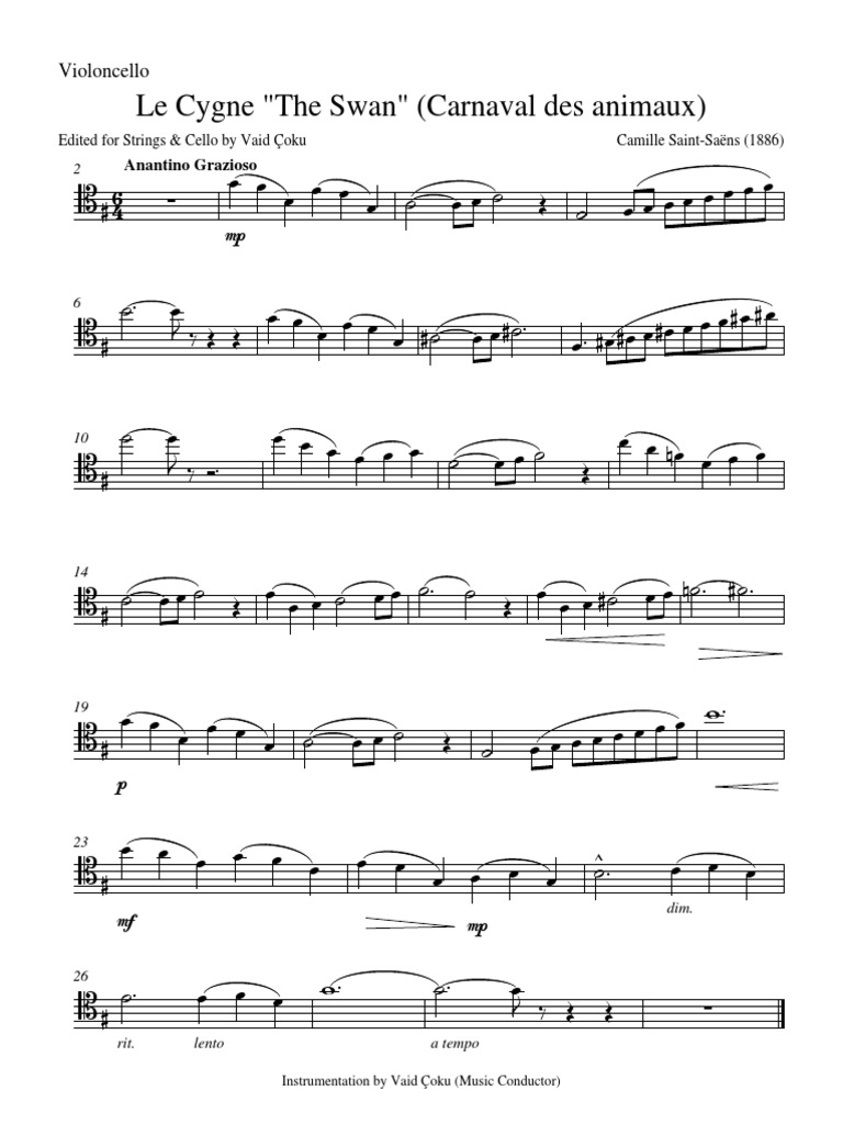 Imslp277676-Pmlp06099-The Swan Cello Solo | PDF
