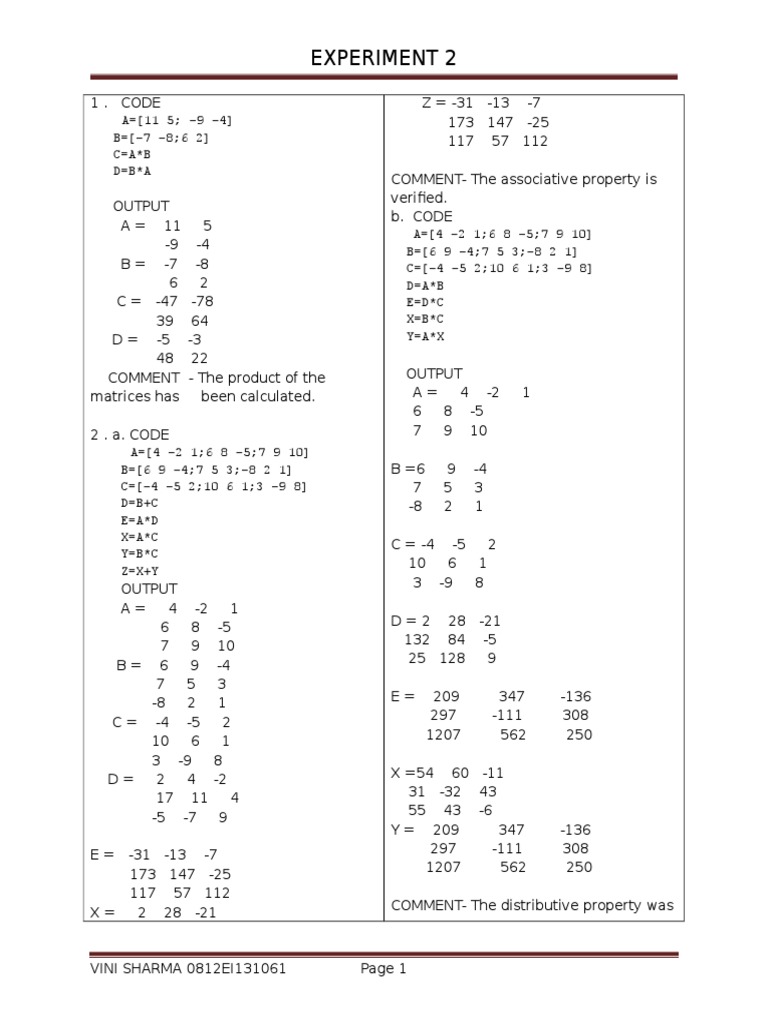 Matrix Operations for Students | PDF
