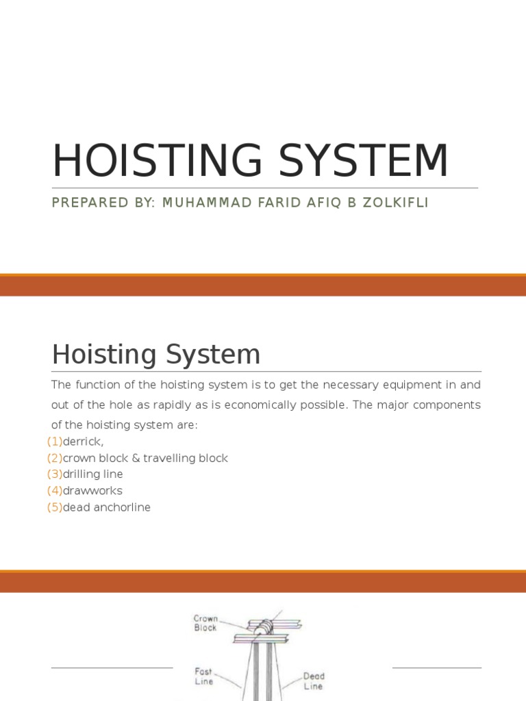 Hoisting System Presentation | PDF | Drilling Rig | Elevator