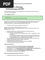 Form Kuesioner Pra Skrining Perkembangan (KPSP) | PDF