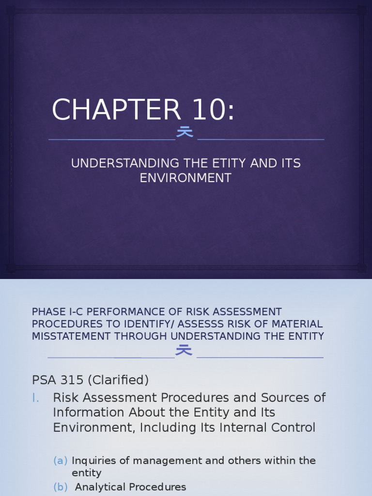 Understanding Entity & Environment in Audit | PDF | Audit | Risk Assessment