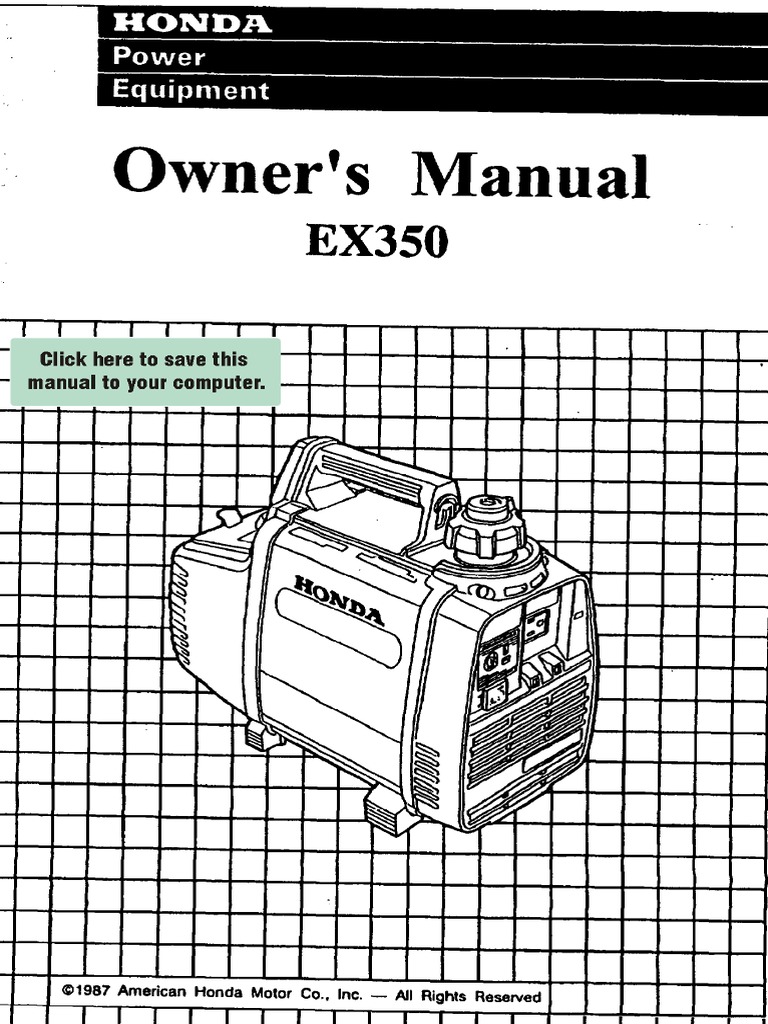 Owner's Manual for the Honda EX350 Generator: Safety Instructions ...