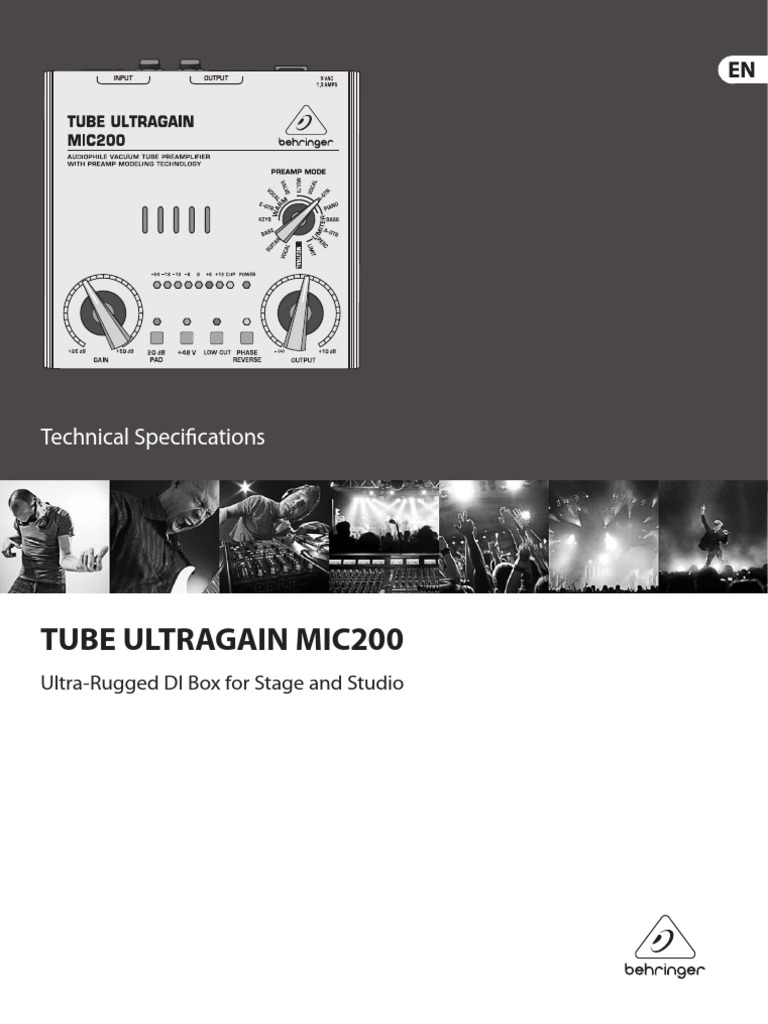 BEHRINGER MIC200 Specification | PDF | Microphone | Electromagnetism