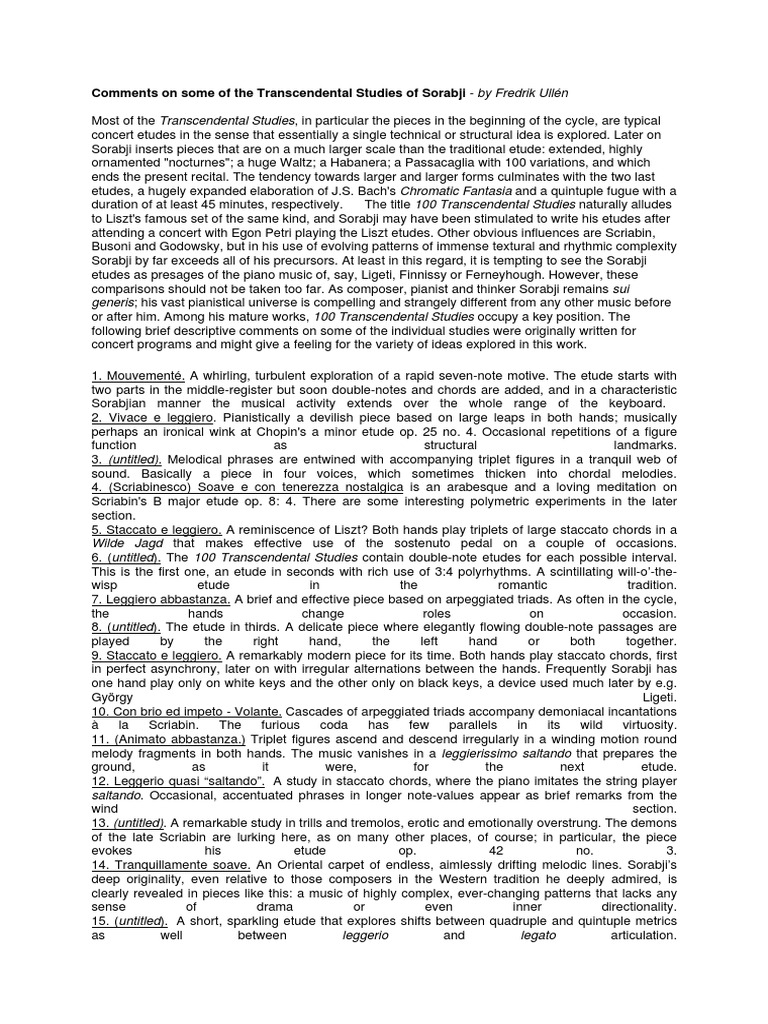 Ullen. .Comments Transcendental Studies of Sorabji | PDF | Chord (Music ...