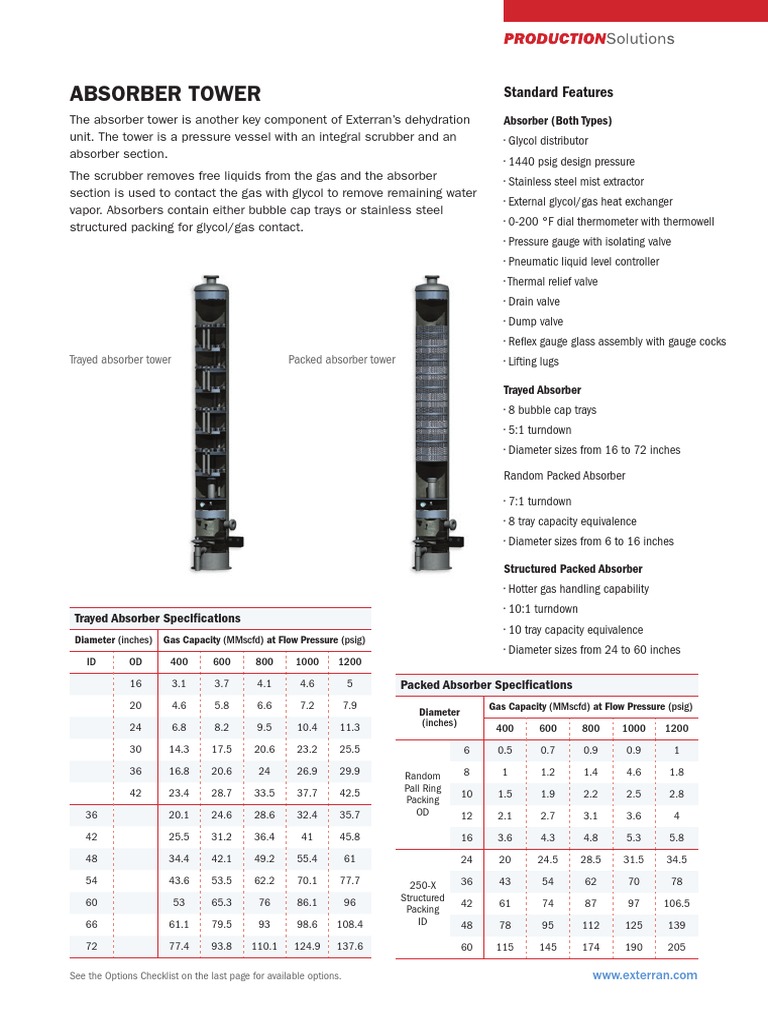 Absorber Tower: Standard Features | Download Free PDF | Valve | Pressure