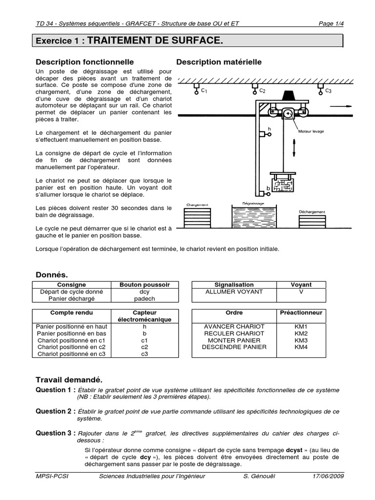 TD 34 - Syst Mes S Quentiels - GRAFCET - Structure de Base OU Et ET | PDF | Science | Ingénierie