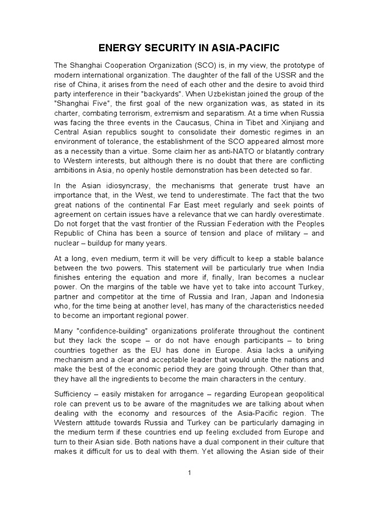 Energy Security in Asia | PDF | China | World Politics