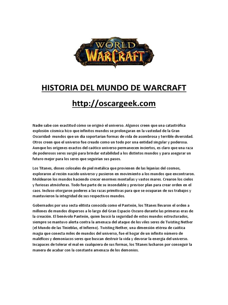 Historia Original Warcraft PDF | PDF | Duendes | Elf (Tierra Media)