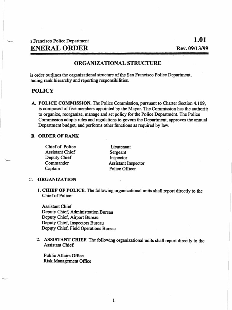 San Francisco Police Department Organizational Structure | PDF ...