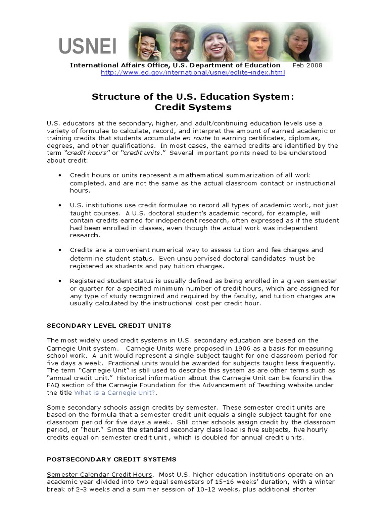 Usnei: Structure of The U.S. Education System: Credit Systems | PDF ...