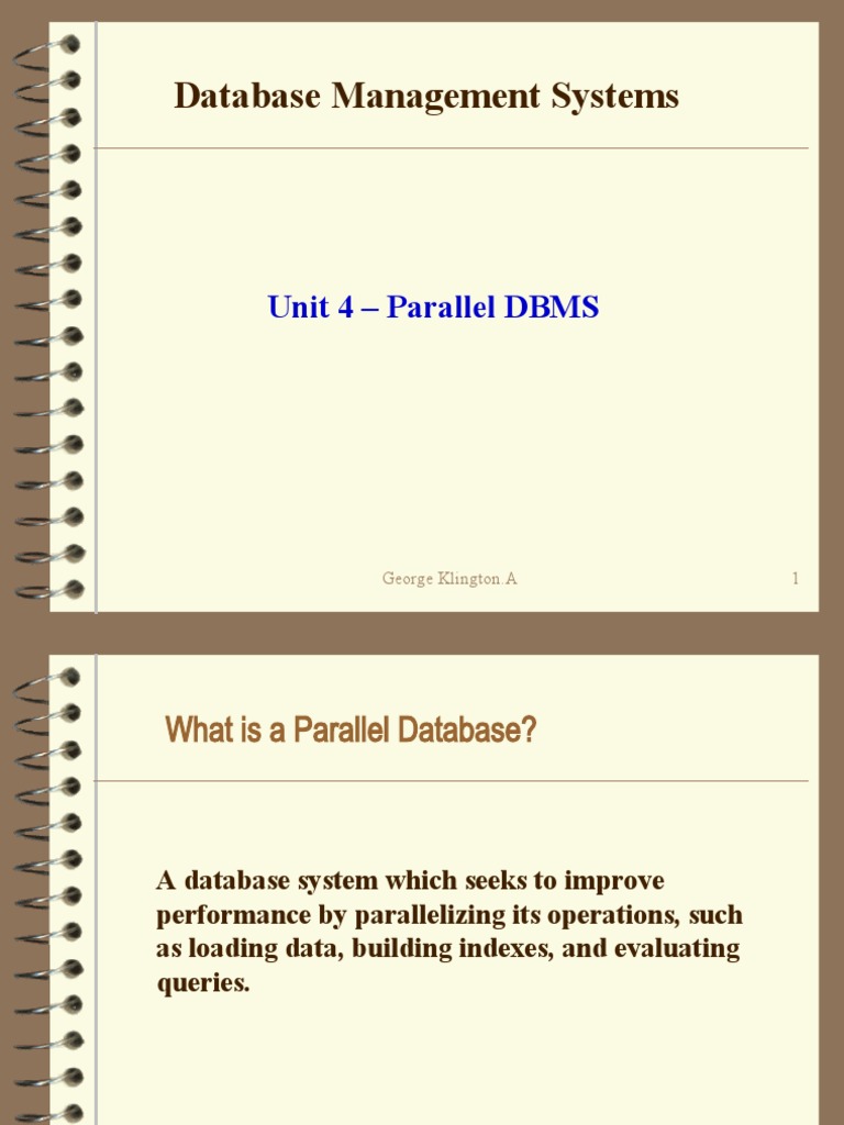 Database Management Systems Unit 4 Parallel Dbms Pdf Databases Parallel Computing 