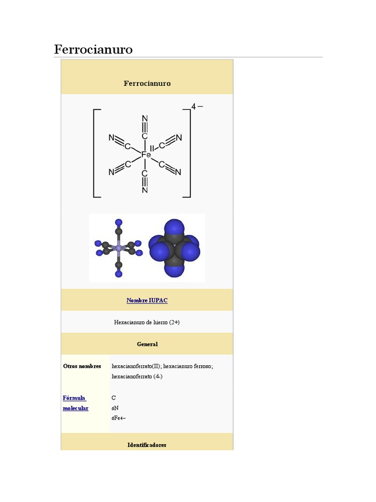 Ferrocianuro: Composición y Usos | PDF | Química | Elementos químicos