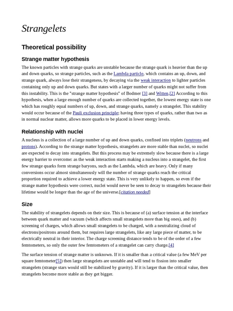 Strangelets | PDF | Subatomic Particles | Particle Physics