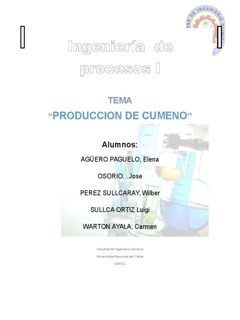 Produccion de Cumeno | PDF | Destilación | Sustancias químicas