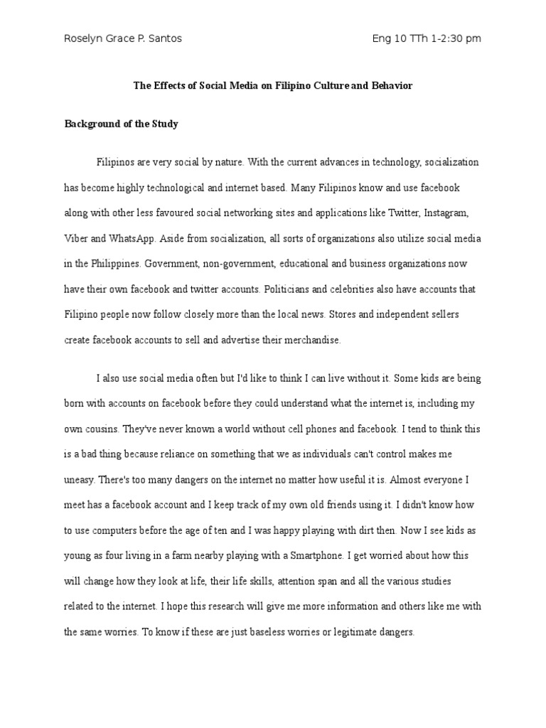 The Effects of Social Media to Filipino Culture and Behavior | Digital ...