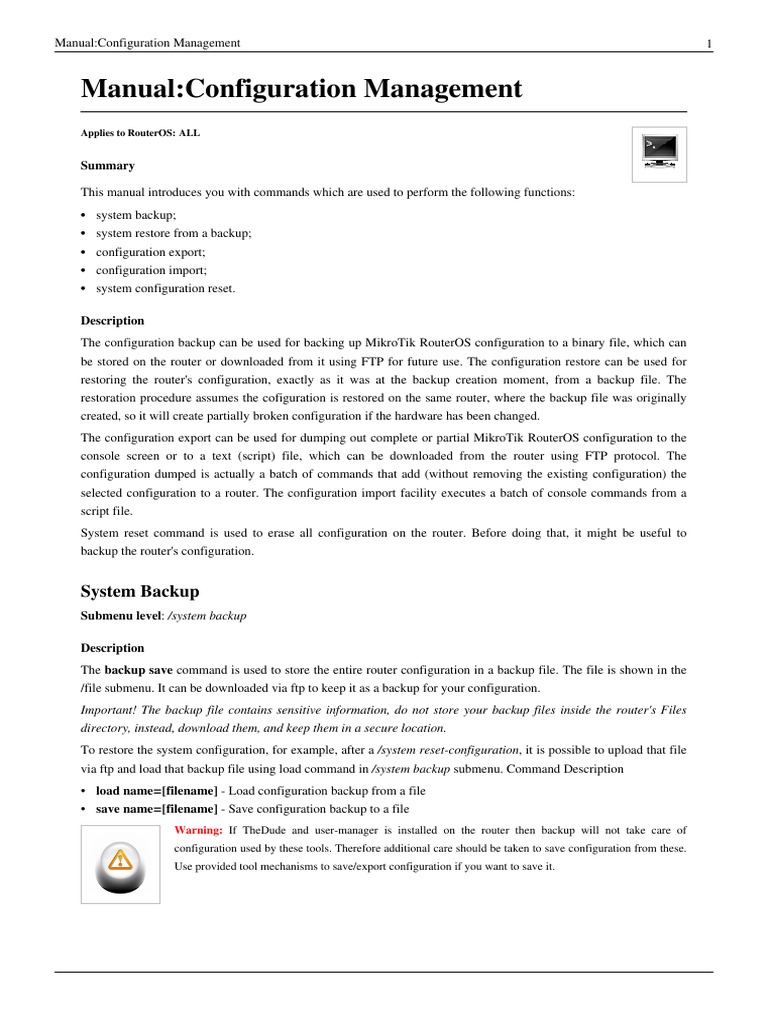 Manual Configuration Management Mikrotik | PDF
