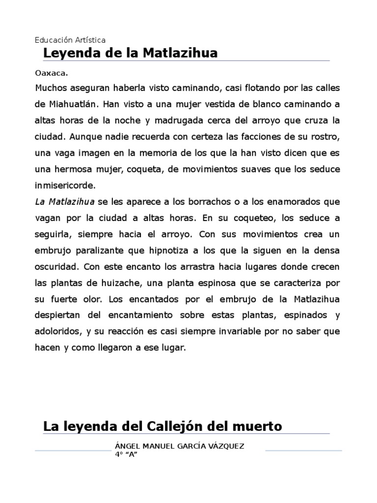 Leyenda de La Matlazihua | PDF | Penitencia | Ocio