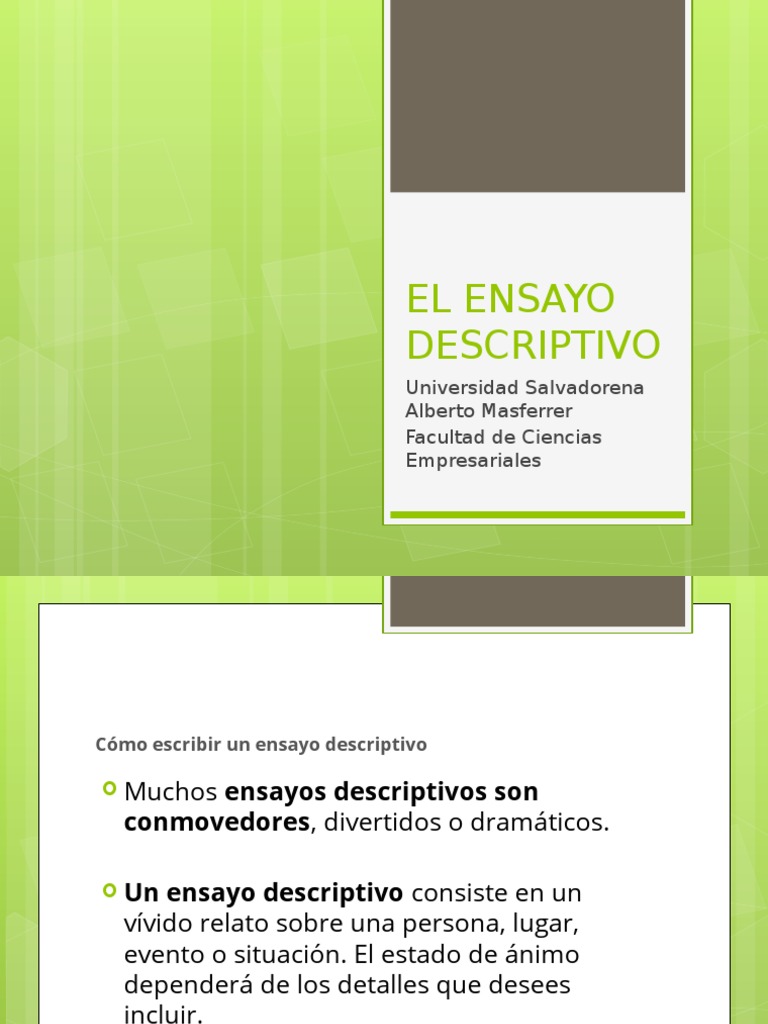 El Ensayo Descriptivo | PDF | Ensayos