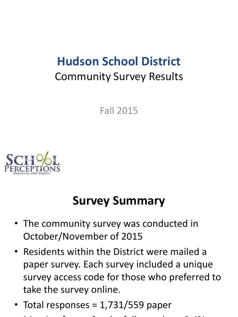 Hudson 2015 Community Survey Report | PDF | Secondary School | Classroom