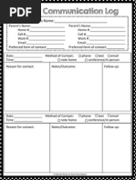 Printable Communication Log Template | PDF