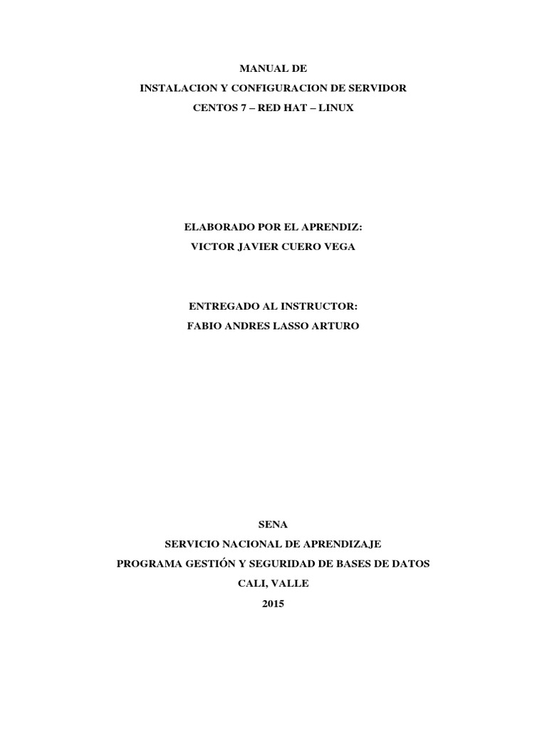 Manual de Instalacion y Configuracion de Un Servidor en Centos 7 | PDF ...