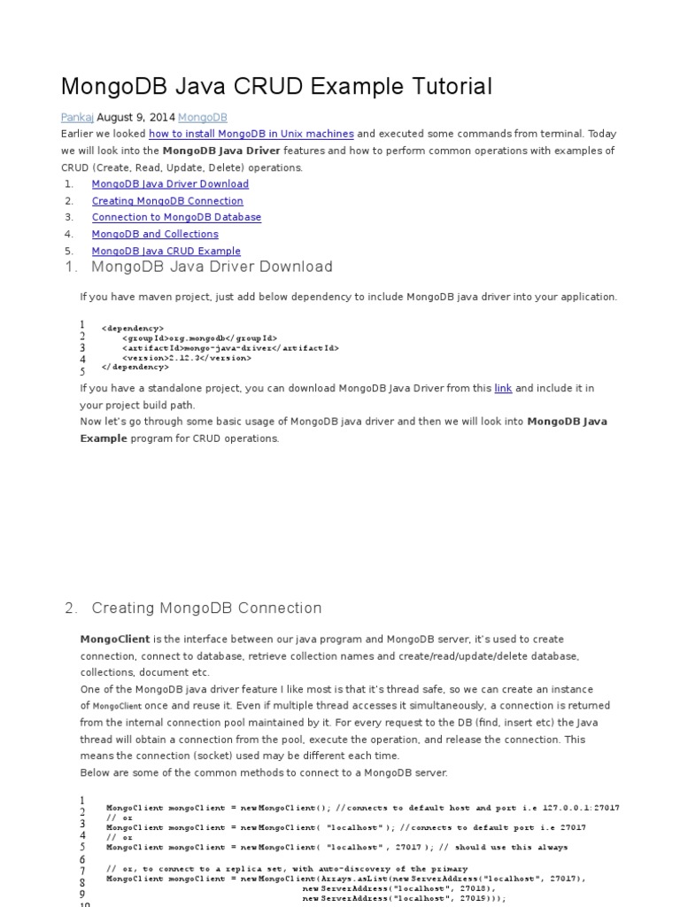 Crud Mongodb | PDF | Mongo Db | Java (Programming Language)