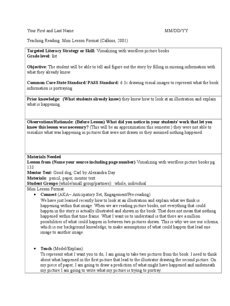 Visualizing Lesson Plan | PDF | Reading (Process) | Teaching