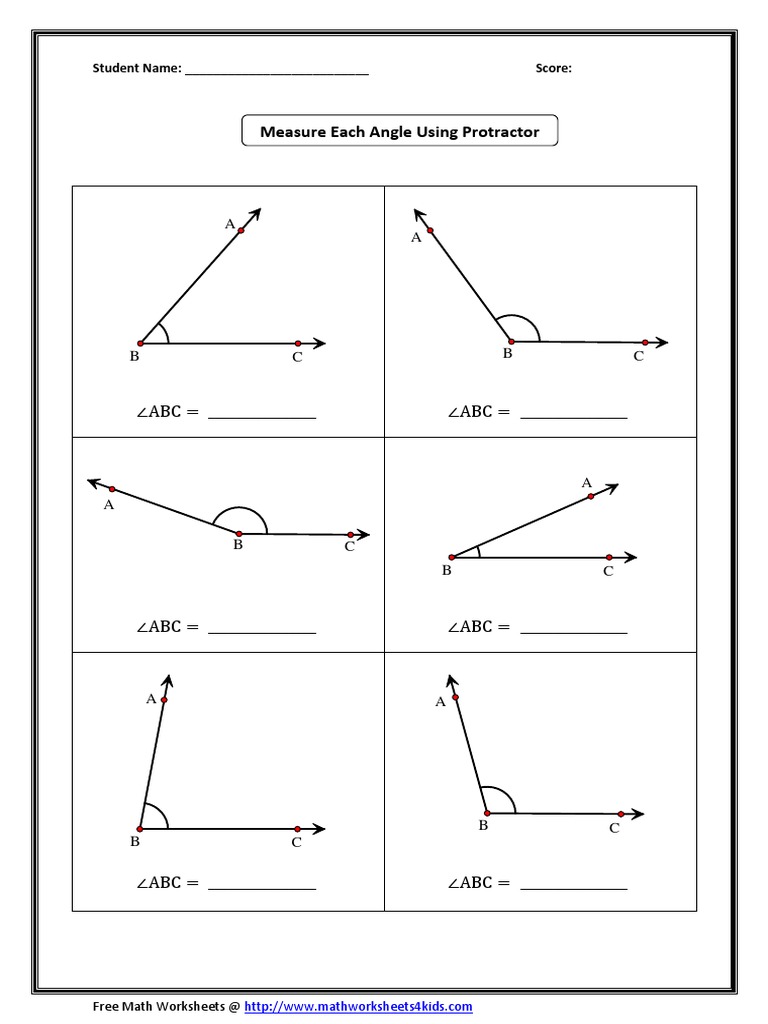 Measure Angles with a Protractor | PDF