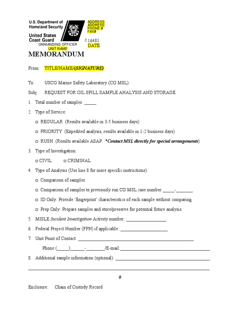 CG MSL Letter of Request | PDF