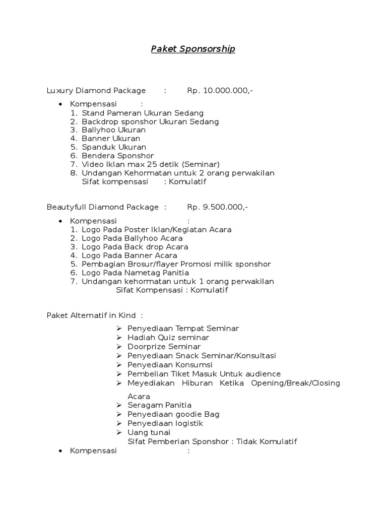 Paket Sponsorship | PDF
