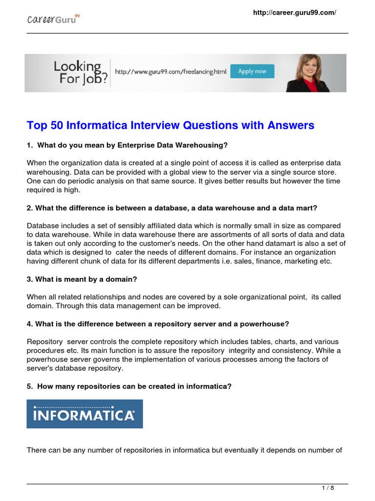 50 Frequently Asked Informatica Interview Questions With Answers | PDF ...