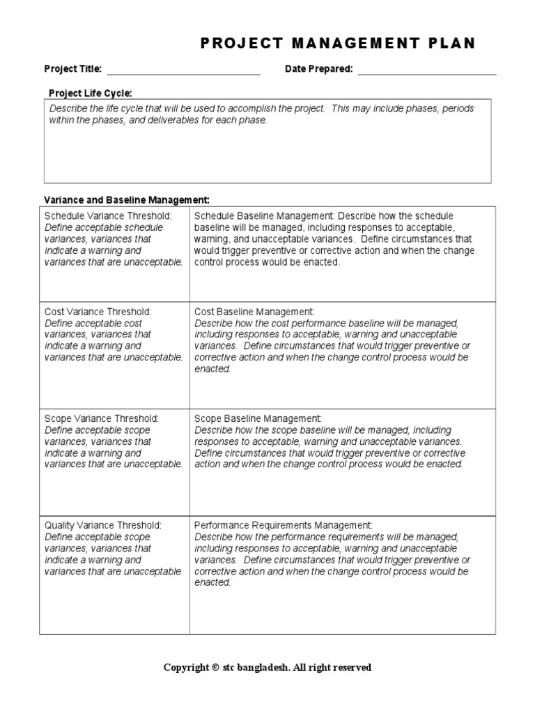 PM Plan Template For Presentation | PDF | Project Management ...