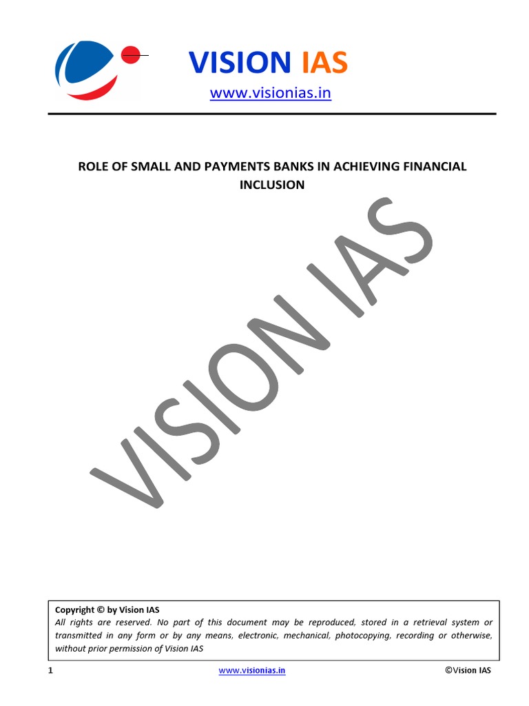 Role of Small and Payments Banks in Achieving Financial Inclusion | PDF ...