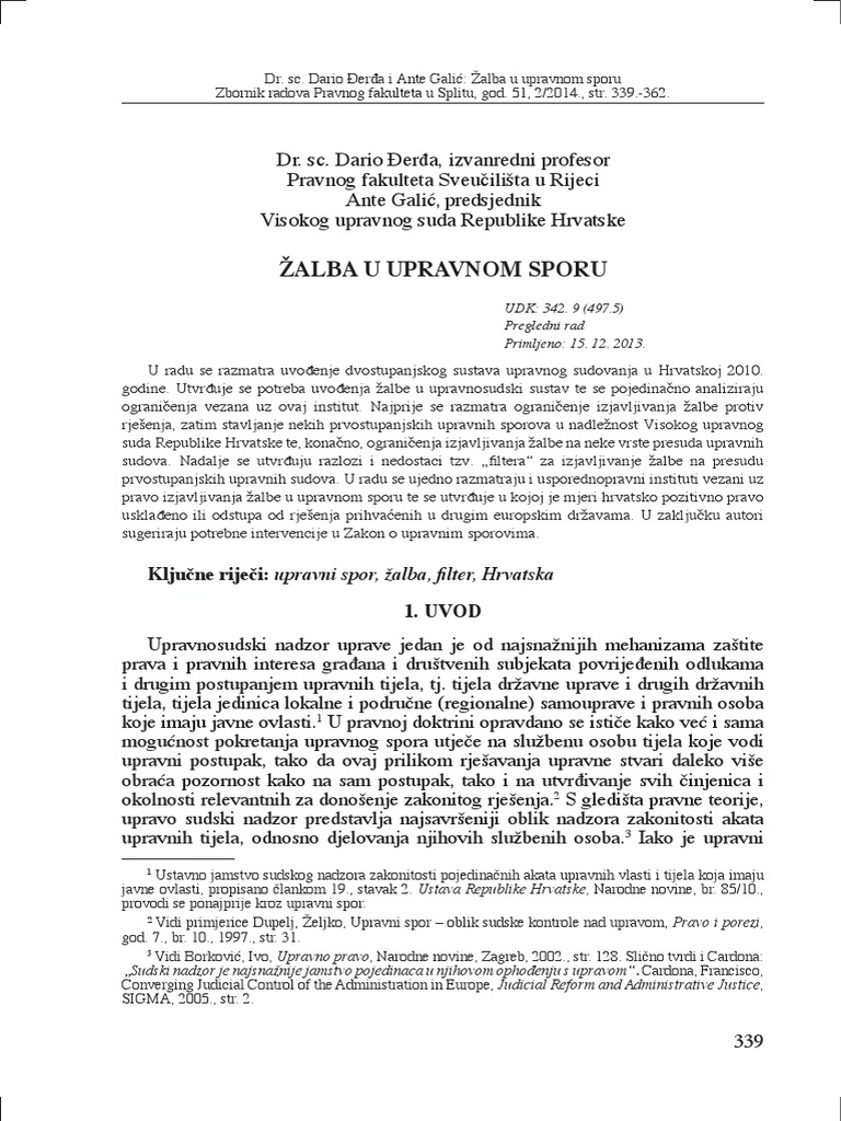 Đerđa Upravni Spor | PDF
