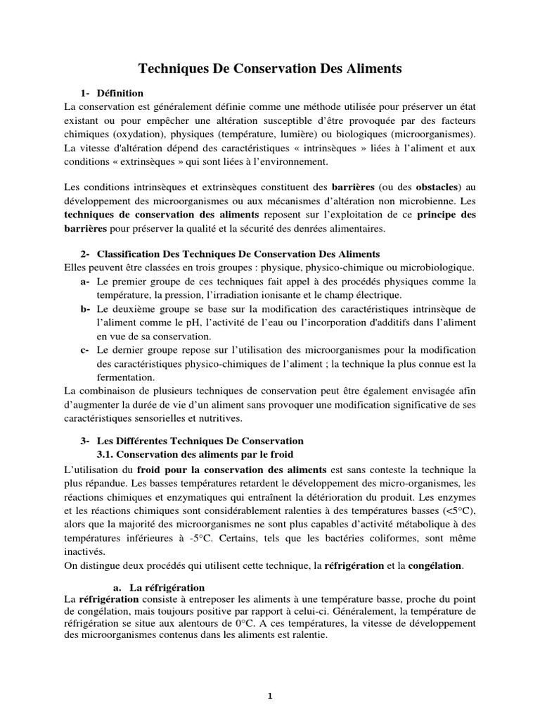 Techniques de Conservation des Aliments | PDF | Fumer (Cuisine ...
