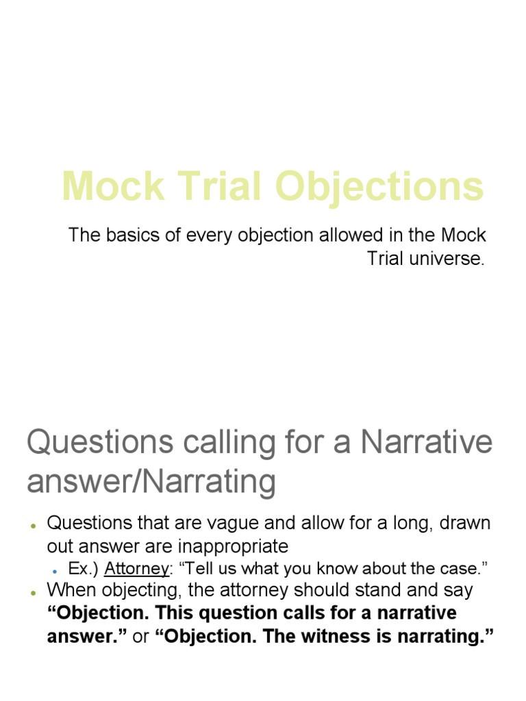 Mock Trial Objections Download Free Pdf Hearsay In United States