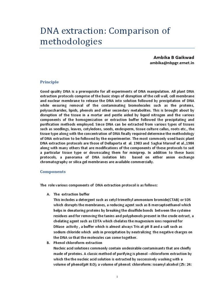 Plant DNA Extraction Methods | PDF | Chromatography | Chloride