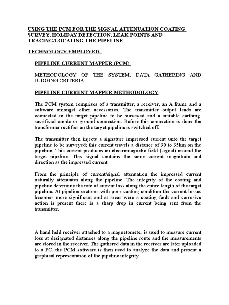 PCM Methodology for Pipeline Integrity Survey | PDF | Pipeline ...