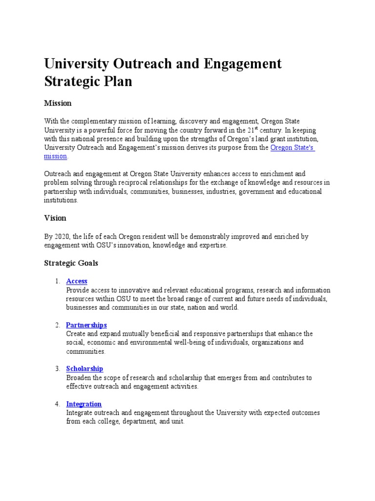 University Outreach and Engagement Strategic Plan | PDF | Community ...