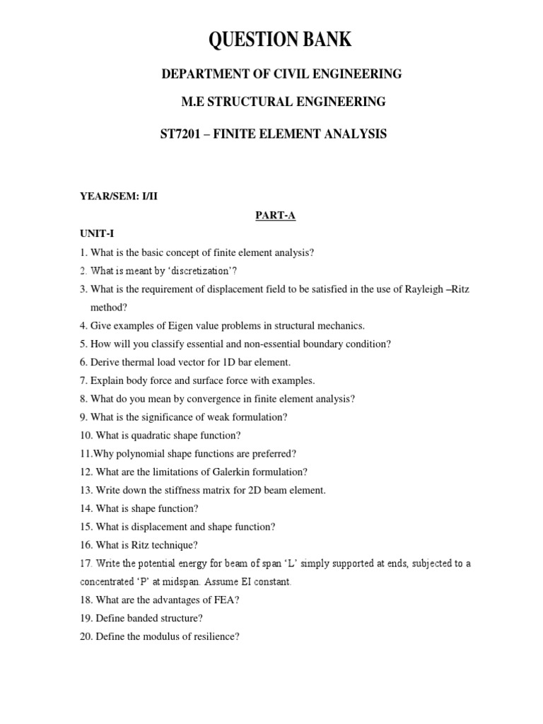 St7201 Finite Element Method Pdf Finite Element Method Eigenvalues And Eigenvectors